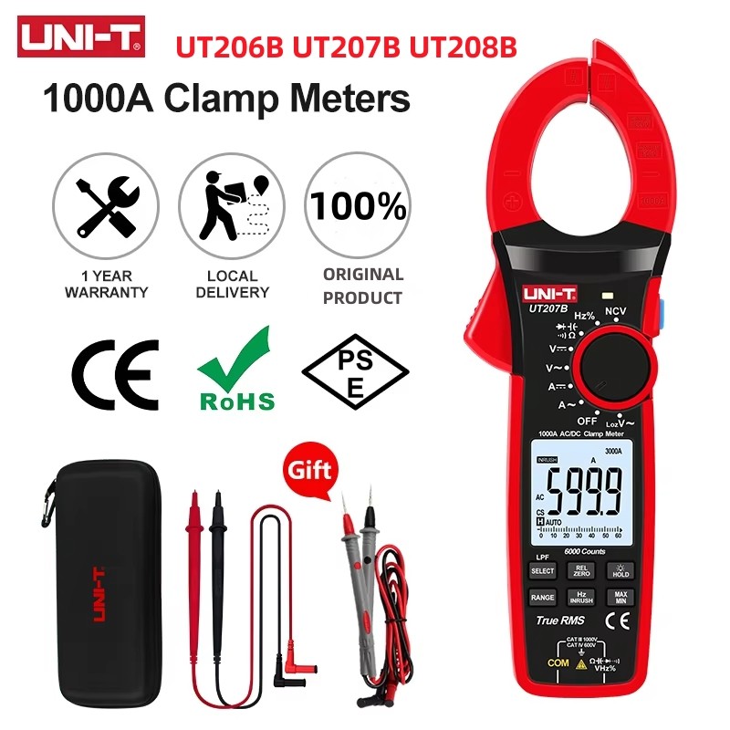 UNI-T True RMS Digital clamp Meter UT207B UT208B AC DC Current 1000A ...