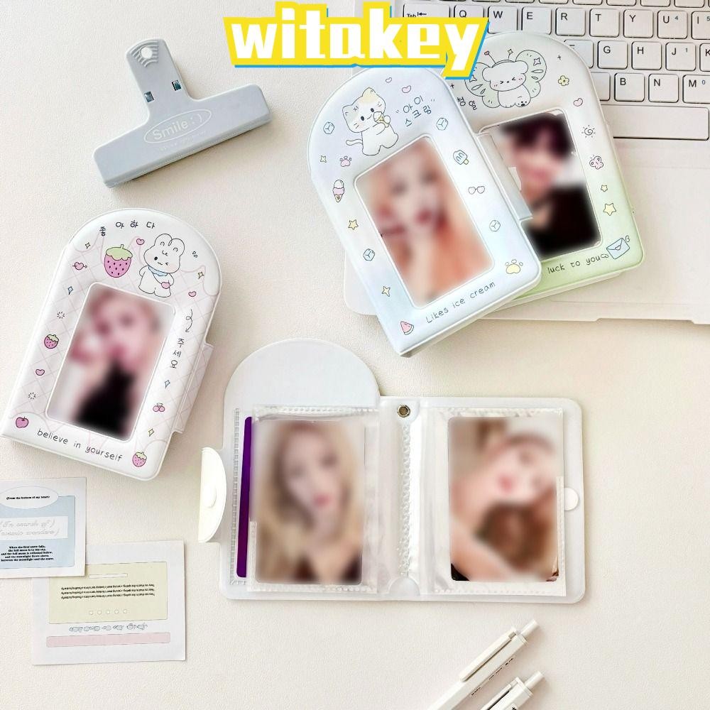 WITAKEY อัลบั้มรูปขนาดเล็ก 3 นิ้ว, อัลบั้มการ์ดชื่อ PVC การ์ตูน, ที่ใส่โฟโต้การ์ดแบบใสน่ารัก ...
