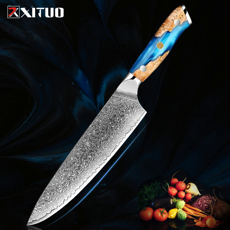 XITUO Chef Knife 8inch Damascus Kitchen Knife Full Tang Handle Pro ...