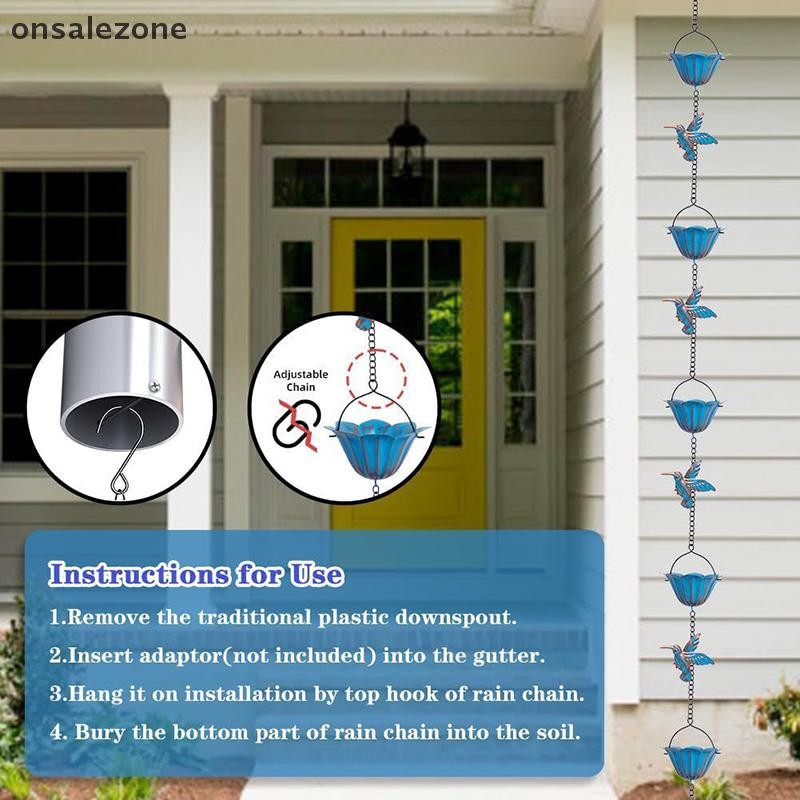 Ozth ใหม่กลางแจ้ง Hummingbird Rain Chain Rain Chain พร้อม Bell 2.4 M ตก ...