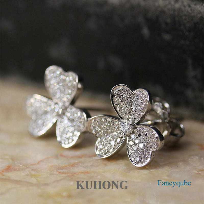 Kuhong High Qulity Class ของขวัญครบรอบแบรนด์ร้อน 3 ใบ Clover ต่างหู ...