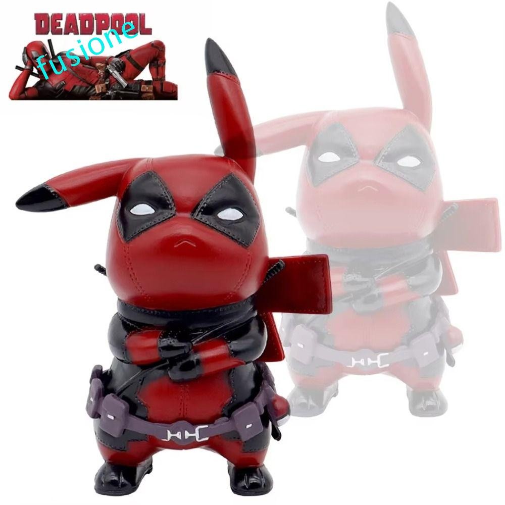 FUSIONEDGE Pikachu Deadpool Action Figure, Q รุ่น Deadpool ของเล่น,คอลเลกชันอะนิเมะตกแต่งโต๊ะ 12 ...