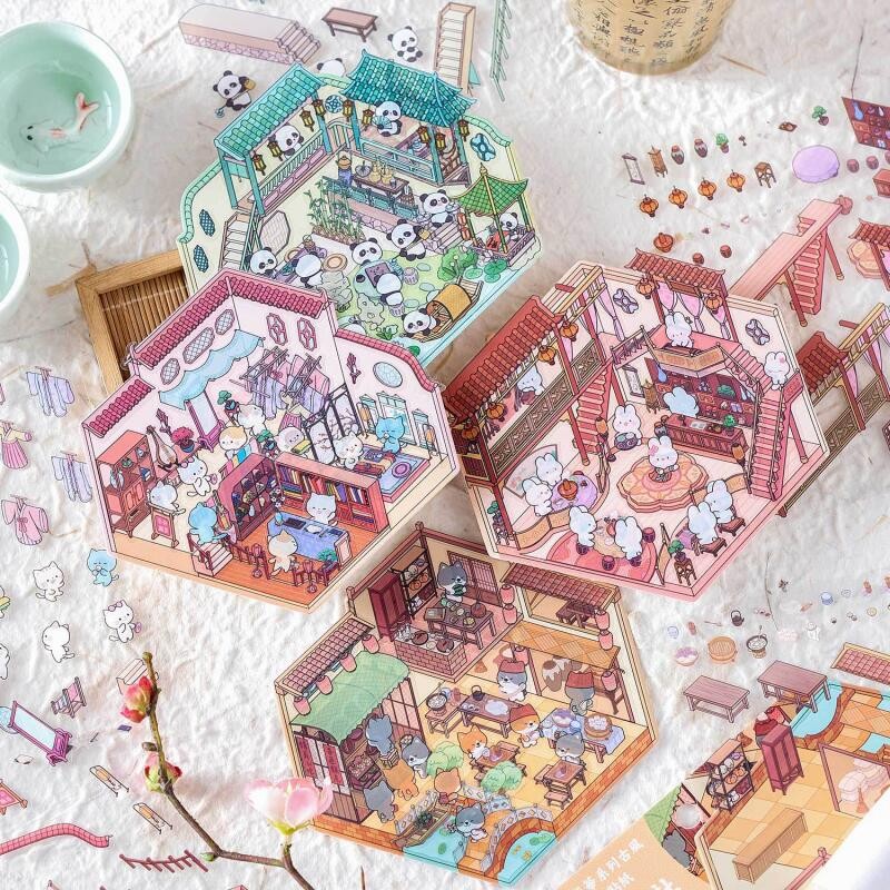 Kowei 3 ชิ้น [ซีรีส์ยุคทอง] 3D Kawaii Journal สติกเกอร์สติกเกอร์กันน้ํา ...