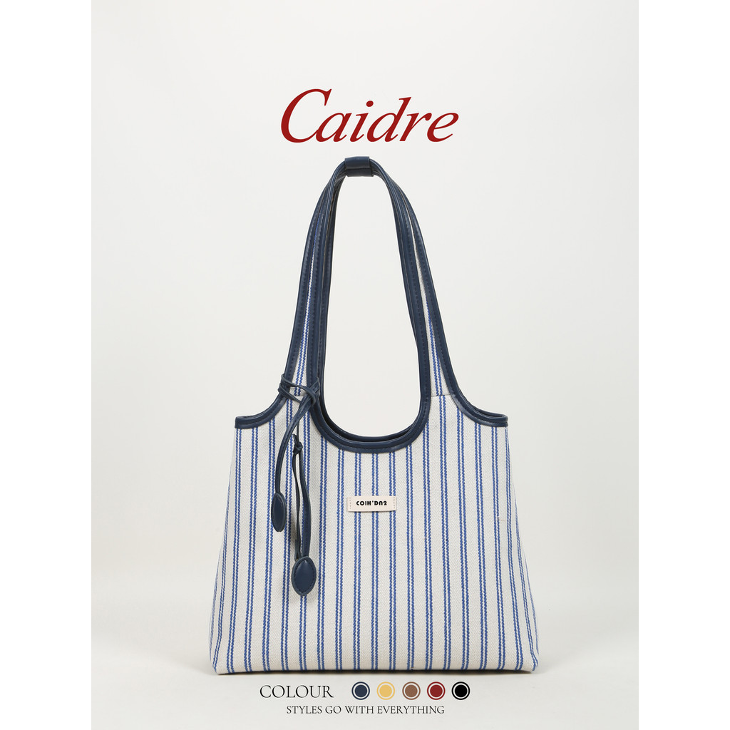 Caidre Striped Tote Bag Female Commuter Canvas Bag Portable Shoulder ...