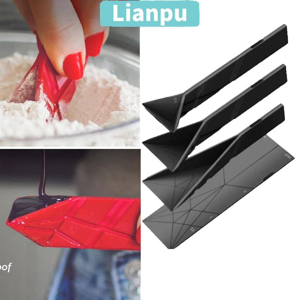 LIANPU ช้อนวัด 3-in-1 แบน, มัลติฟังก์ชั่พับช้อนตวงแบน, รูปหลายเหลี่ยม ...