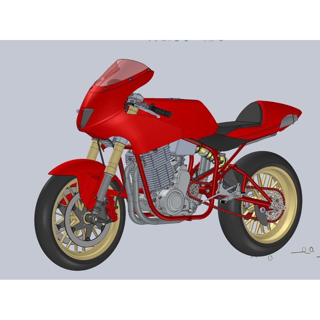 โมเดลรถจักรยานยนต์ 3D แบบพิมพ์ดิจิทัล Solidworks ออกแบบพร้อม STP ...