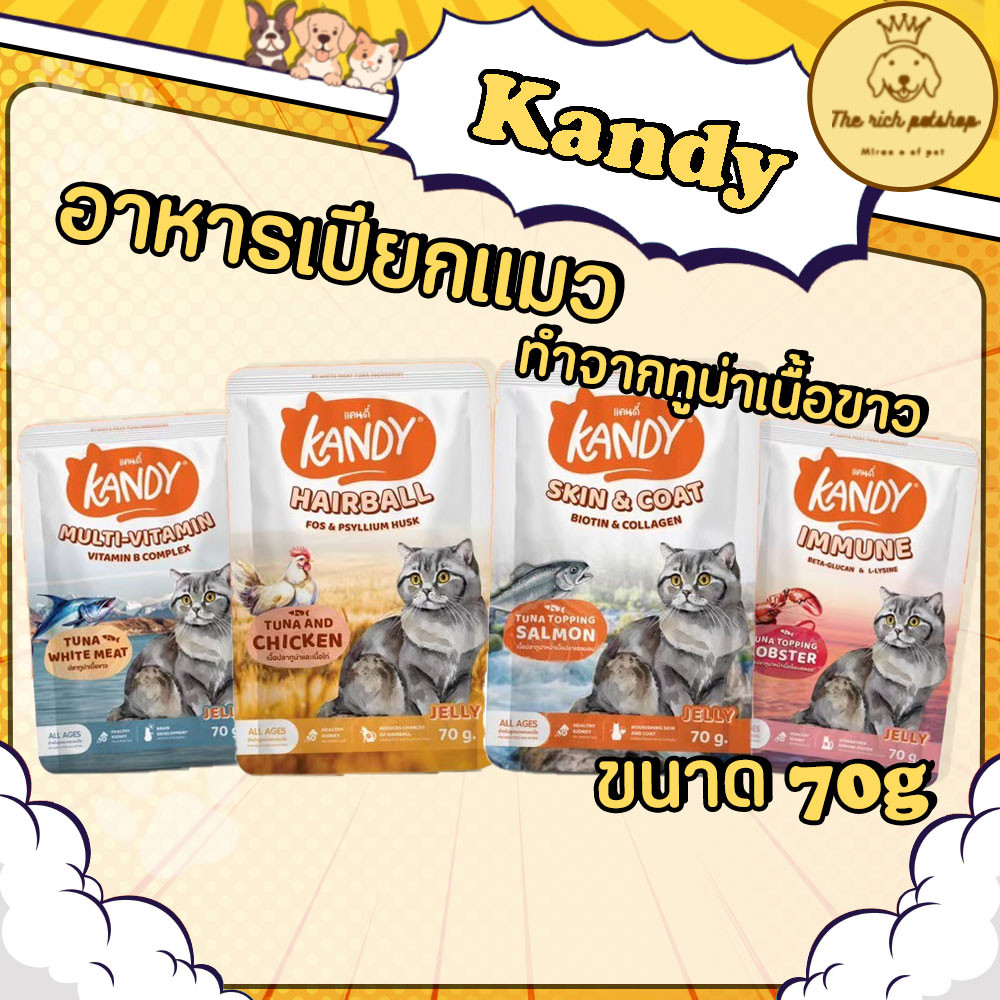(ซอง) Kandy อาหารเปียกแมวแคนดี้ เนื้อเยลลี่ 70g ไม่เติมเกลือ | Shopee ...