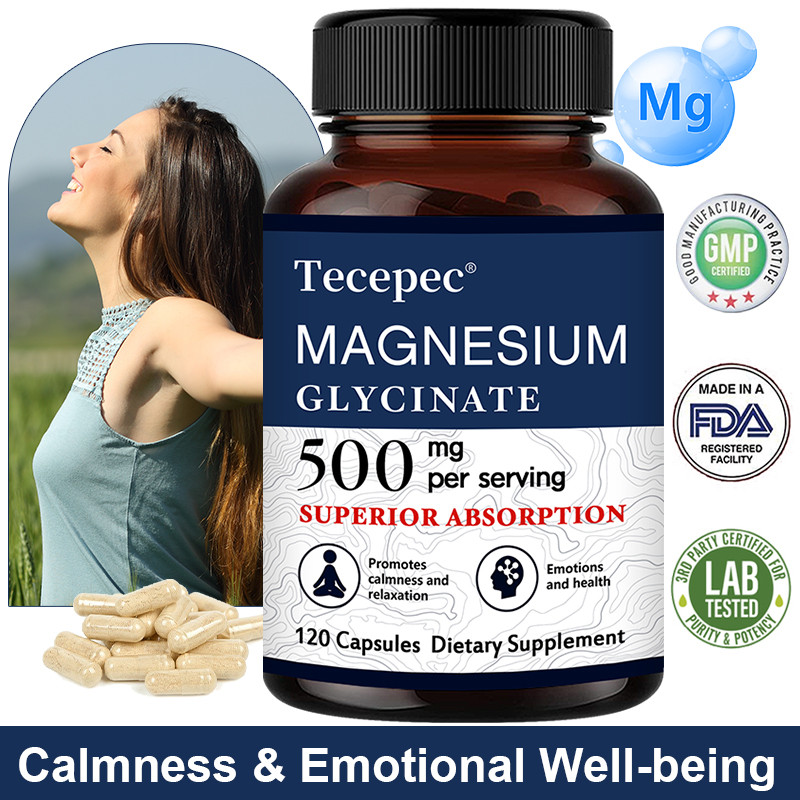 Tecepec 500 มก. ของ Magnesium Glycinate เพื่อลดความเครียดและรองรับ ...
