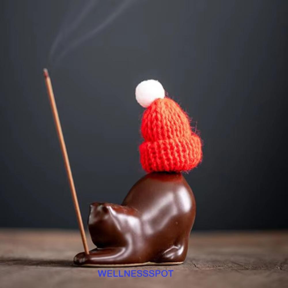 Wellnessspot ถาดธูปด้ายลูกแมว, เตาหอมแมวการ์ตูนประณีต, สไตล์จีนน่ารัก ...