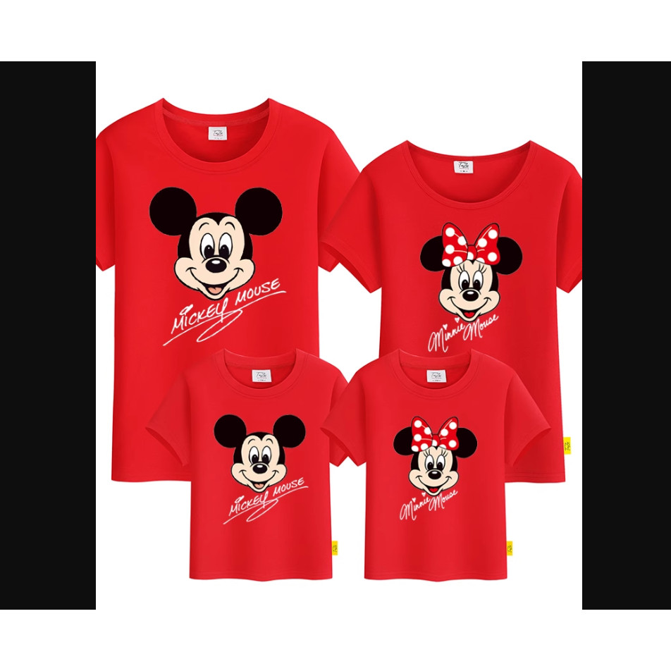 🔥พร้อมส่ง&COD🔥RINA STUDIO สีแดงสำหรับปีใหม่ 2025 ชุดครอบครัวแขนสั้นผ้าฝ้าย 100% | Shopee Thailand