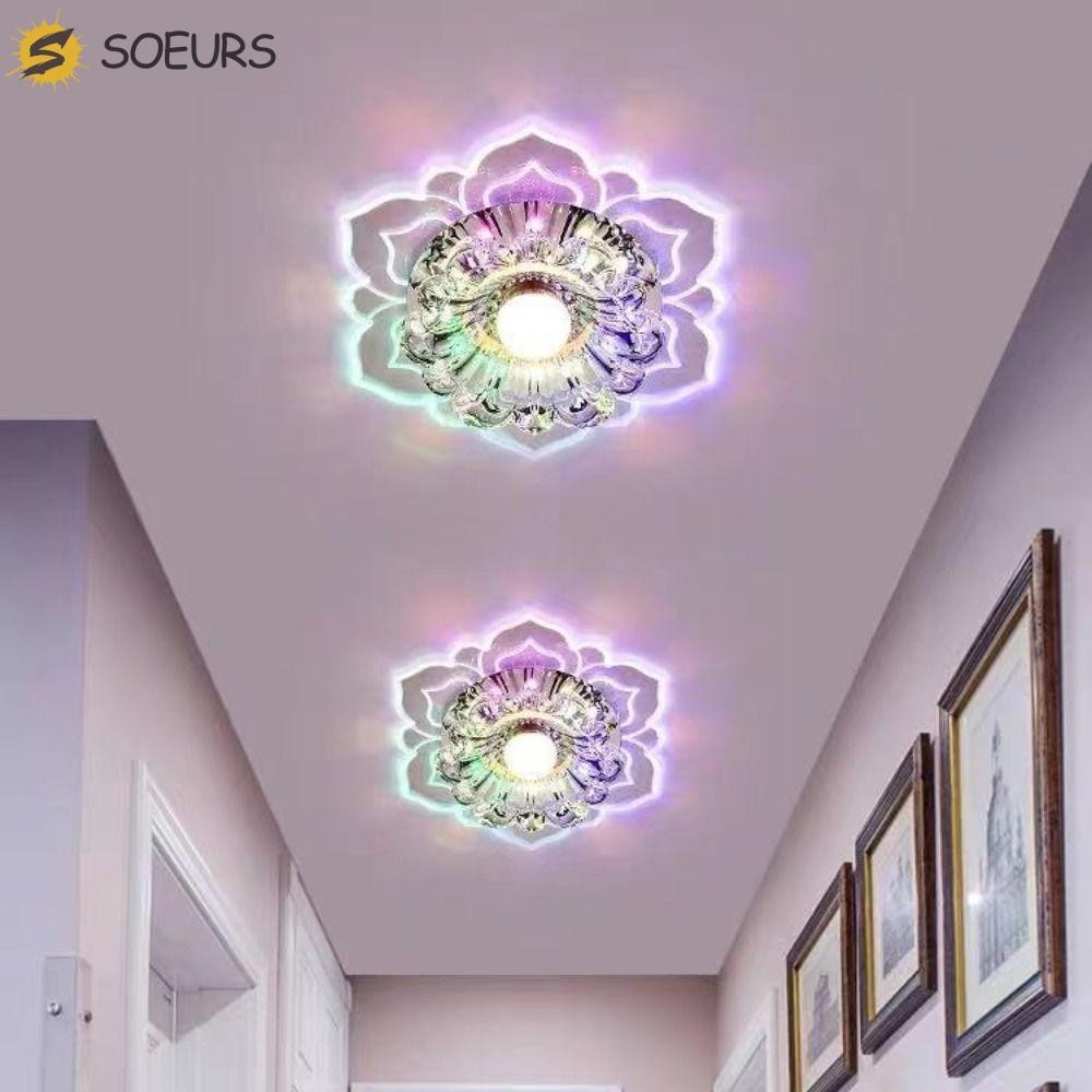 SOEURS โคมไฟระย้าคริสตัลดอกไม้,โมเดิร์นคริสตัลกลีบโคมไฟเพดาน LED,ติดตั้งง่าย Creative 9W จี้โคม ...