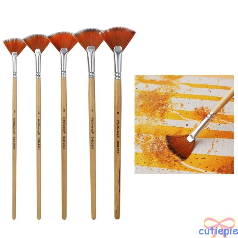 พู่กัน Cutie Artists Paint Brush Fan Tip สําหรับภาพวาด Gouache สีน้ําอะ ...