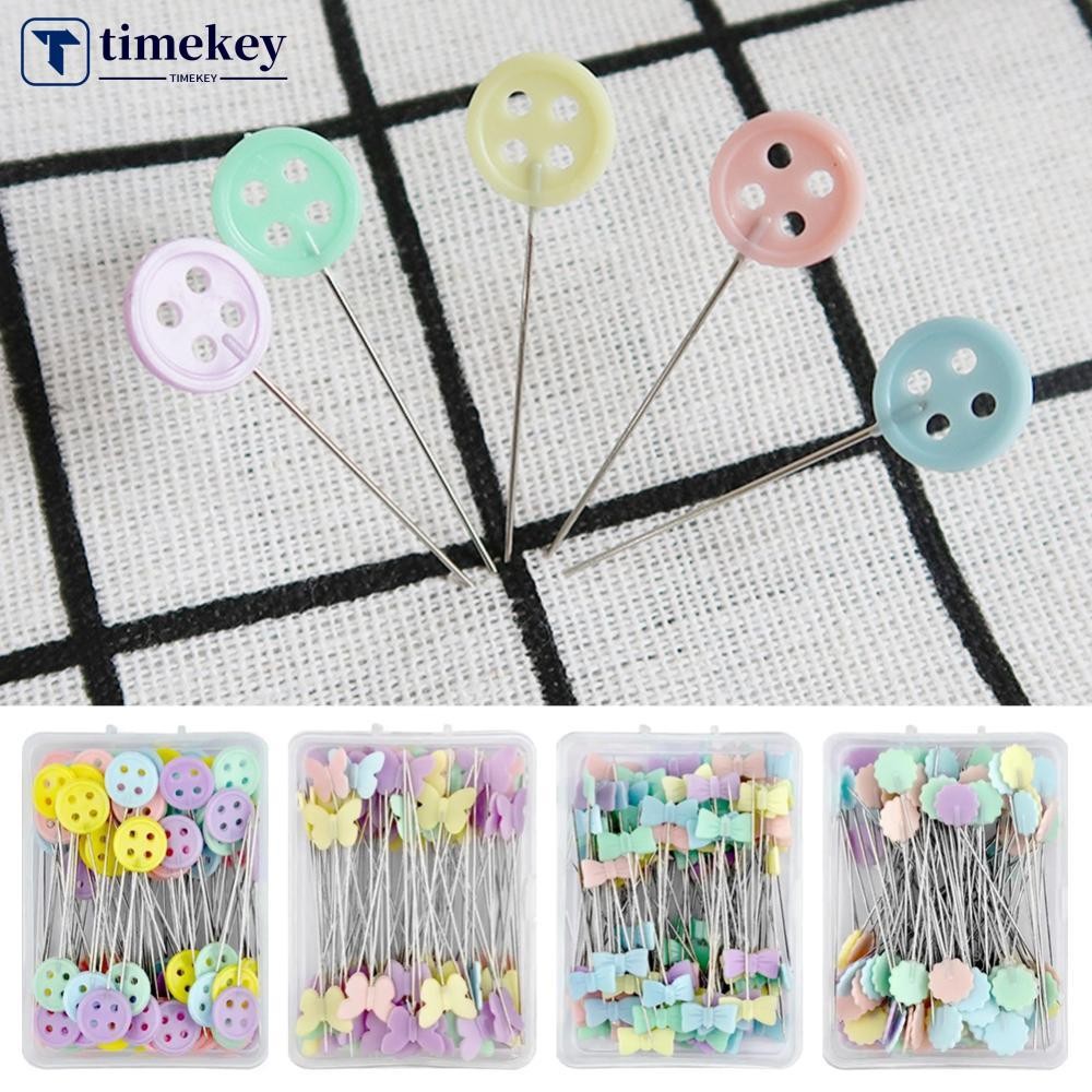 TME 100 ชิ้นปุ่มหัวเย็บ Pins ดอกไม้ผีเสื้อหัวตําแหน่ง Pins DIY Handmade ...