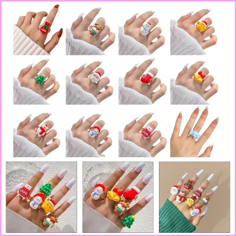 Inf Festival แหวนการ์ตูนคริสต์มาส Unjustable แหวนแฟชั่นสําหรับเพิ่ม ...