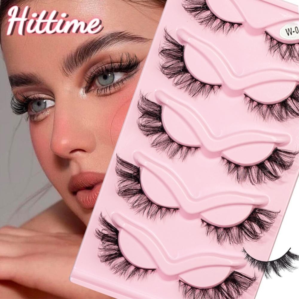 Hittime 5 คู่ธรรมชาติโอ้อวด Curled Cat Eye Eyelashes Fox Eye Tail Elongated Eyelashes 3D ขนตา ...