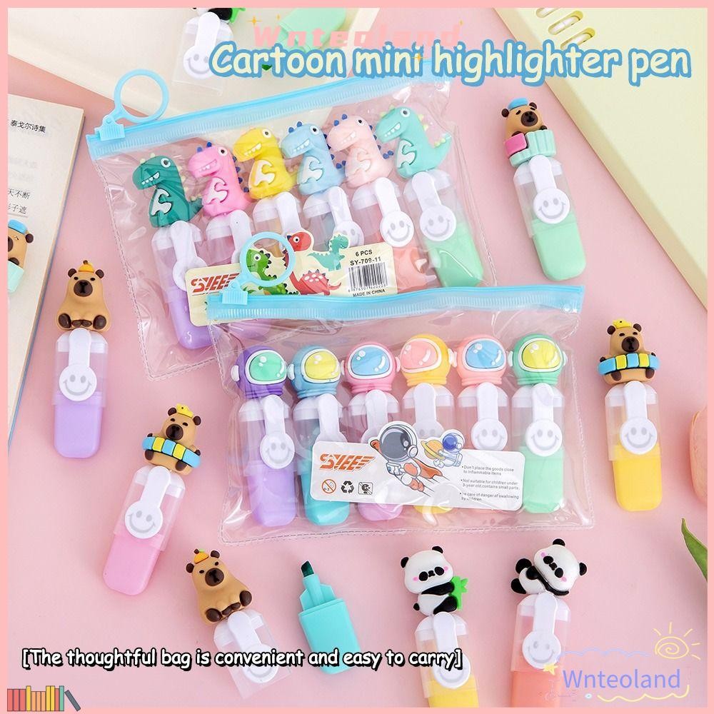 Wnteoland 6 ชิ้น Highlighter, Graffiti Capybara DIY Marker ปากกา,น่ารัก ...
