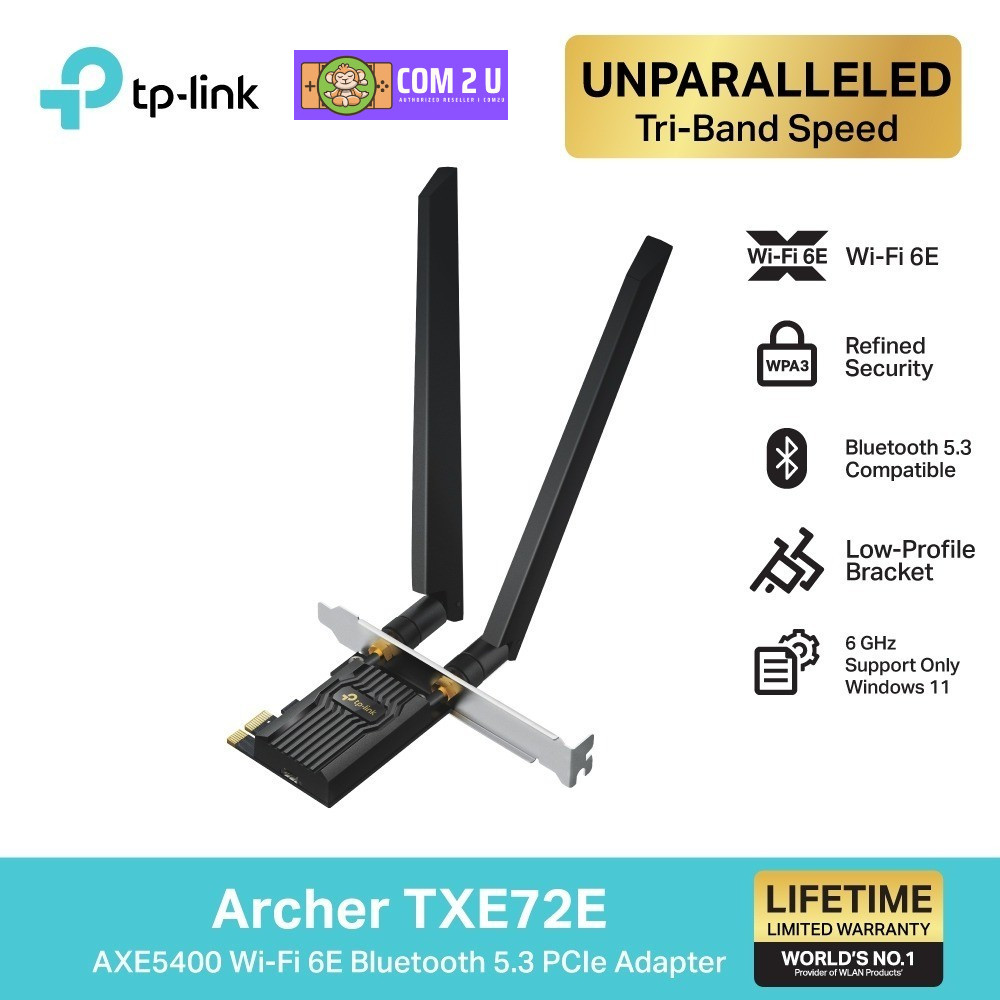 TP-Link Archer TXE72E AXE5400 Wi-Fi 6E Bluetooth 5.3 PCIe Adapter อะแดปเตอร์ไวไฟ 6E บลูทูธ 5.3 ...