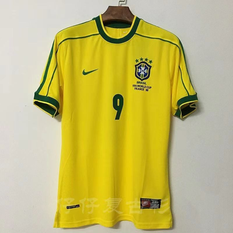 Retro Edition 1998 Brazil Home Football Jersey Kit S-2XL, สามารถเพิ่ม ...
