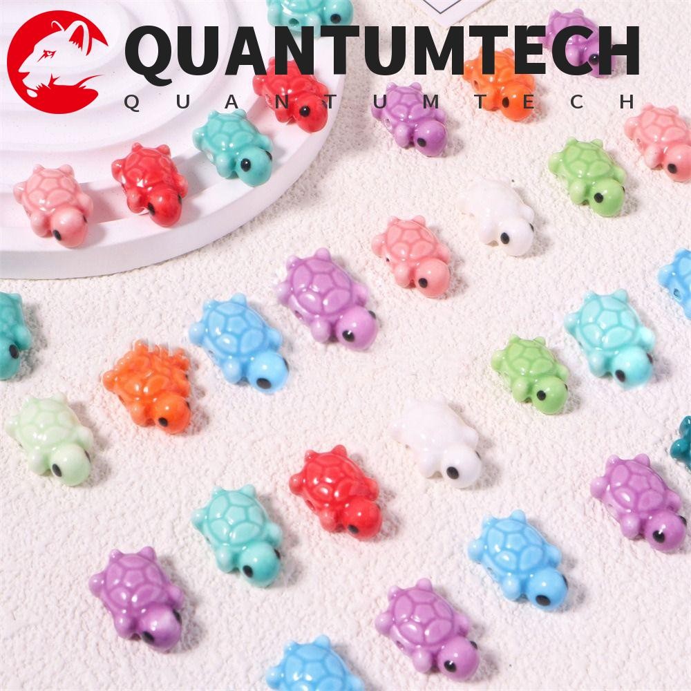 QUANTUMTECH 10 ชิ้นเต่าน่ารักลูกปัด,สีสด Handmade Craft เซรามิค Spacer ลูกปัดหลวม,น่ารัก DIY ...