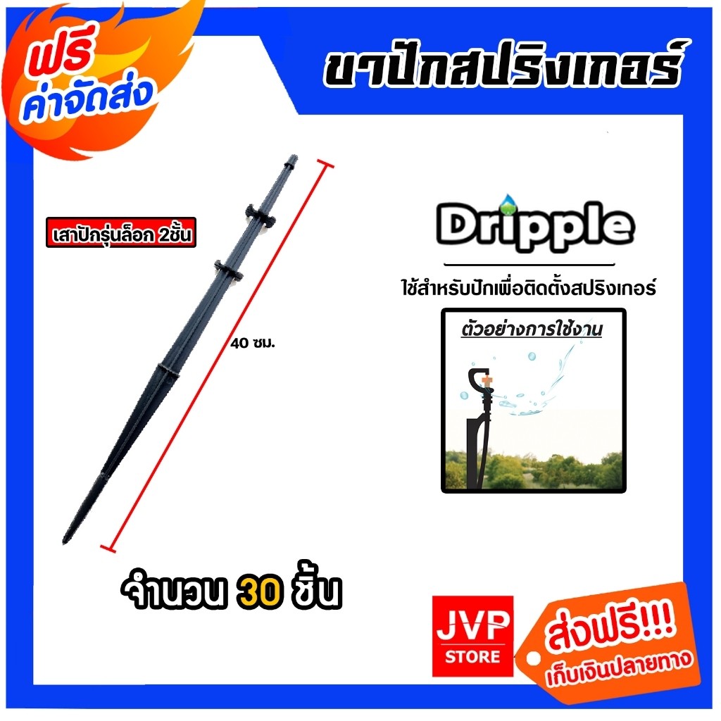 Dripple ขาปักมินิสปริงเกอร์ จำนวน 30 ชิ้น สูง 40cm. เสาปักรุ่นล็อค 2 ...