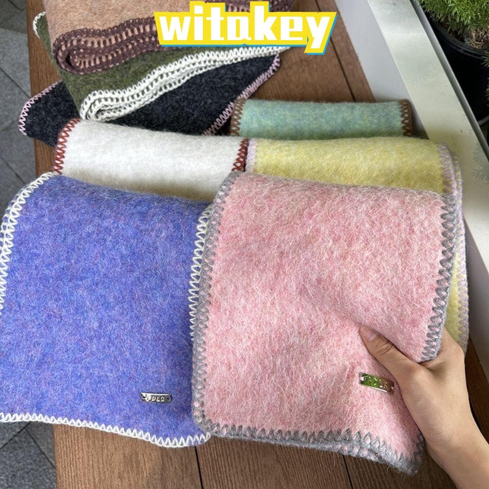 Witakey ผ้าพันคอแคชเมียร์ฤดูหนาว, ผ้าพันคอยาวหนานุ่ม, ผ้าคลุมไหล่ห่ออุ่นฤดูหนาวขั้นสูง กันลม ...