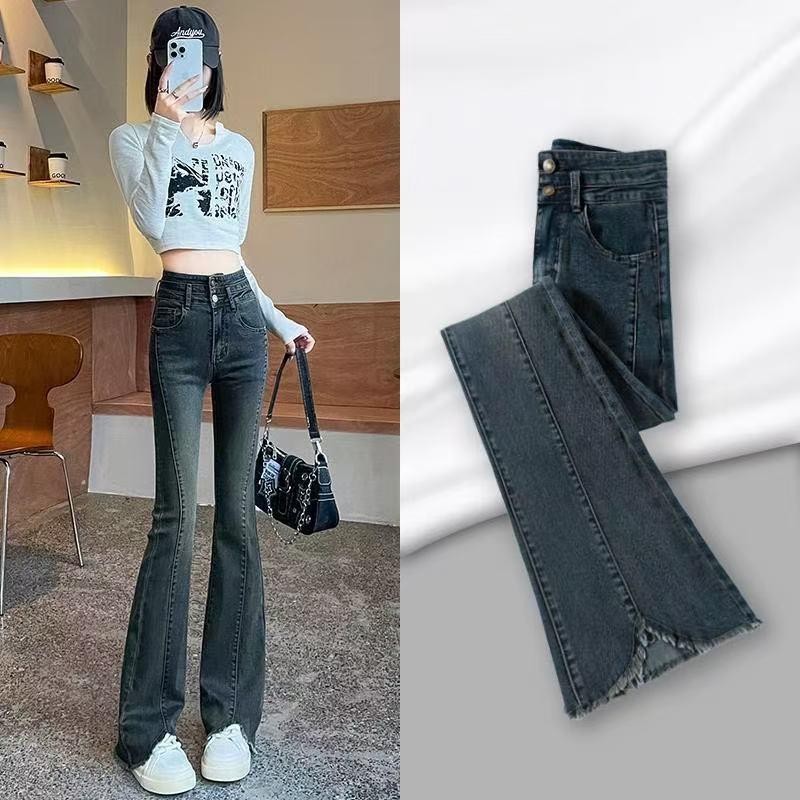 Ming-Ge ใหม่ กางเกงเย็นขายาว สีเขียวเข้ม สไตล์เกาหลี รุ่นใหม่ ผ้ายืด ...