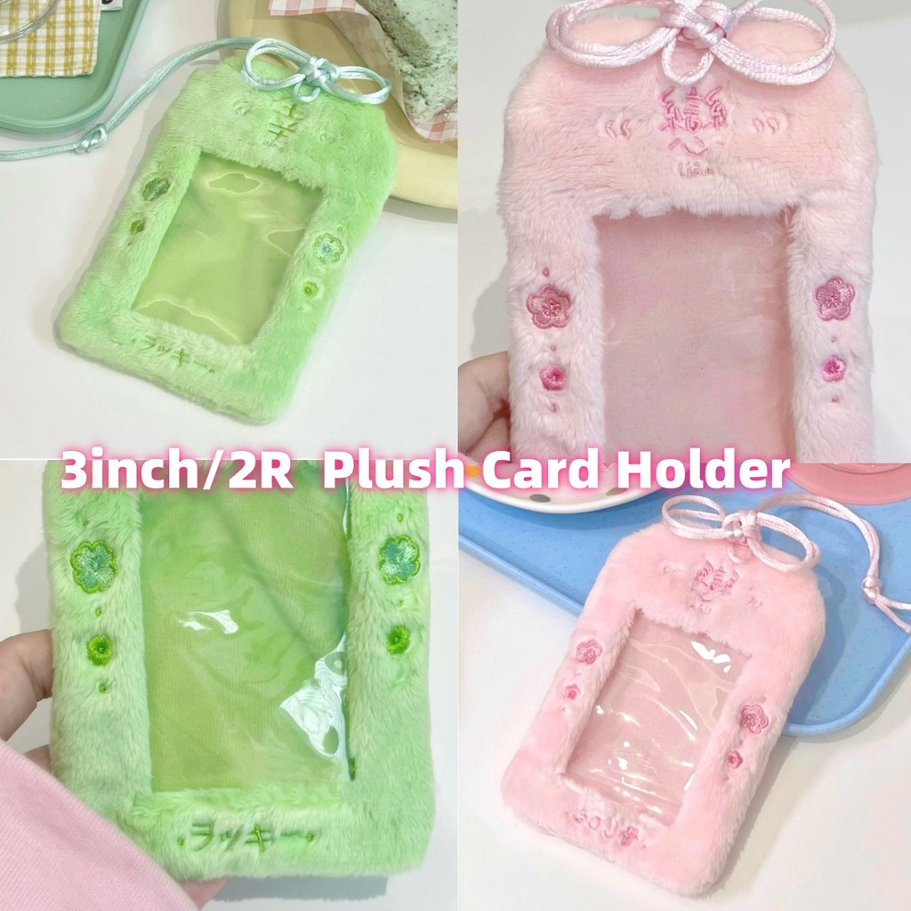 3 นิ้ว/2R สีชมพู Amulet Cherry Blossom Plush Card Holder Idol Photo ...