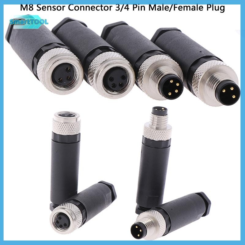 Utzn> 1 PC M8 Sensor Connector 3/4 Pin ปลั๊กมุมตรงชาย/หญิงใหม่ | Shopee ...