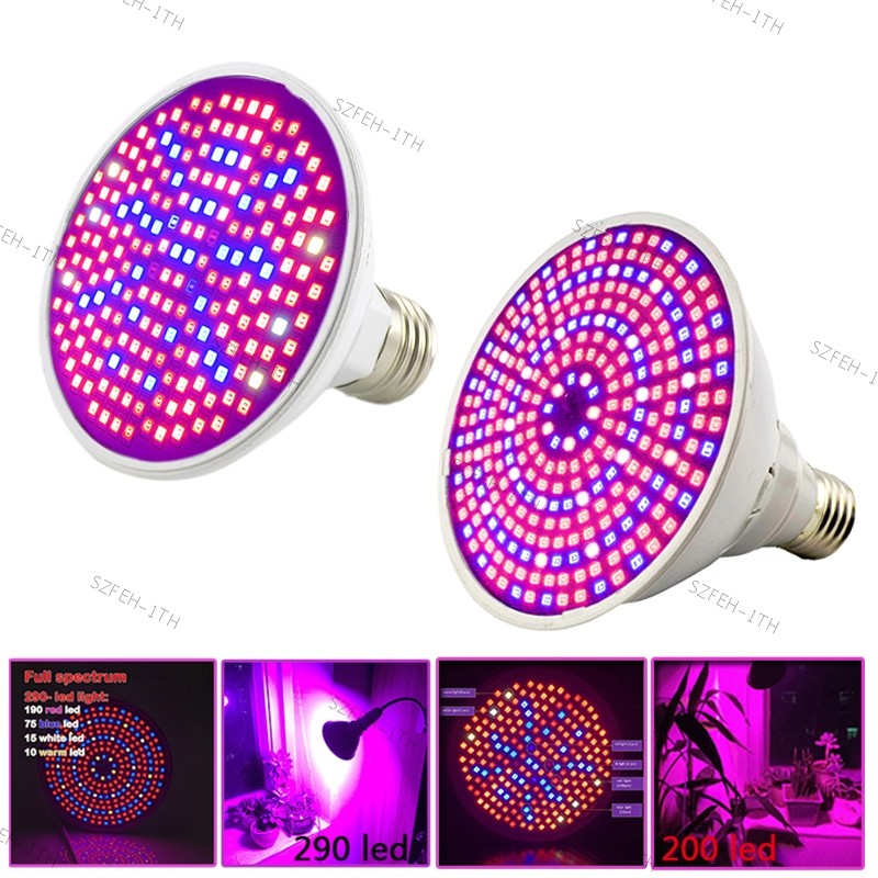 290 LED Plant Grow Light E27 200 ไฟ LED Growing หลอดไฟเต็มสเปกตรัมโคมไฟดอกไม้ในร่มสําหรับเรือน ...