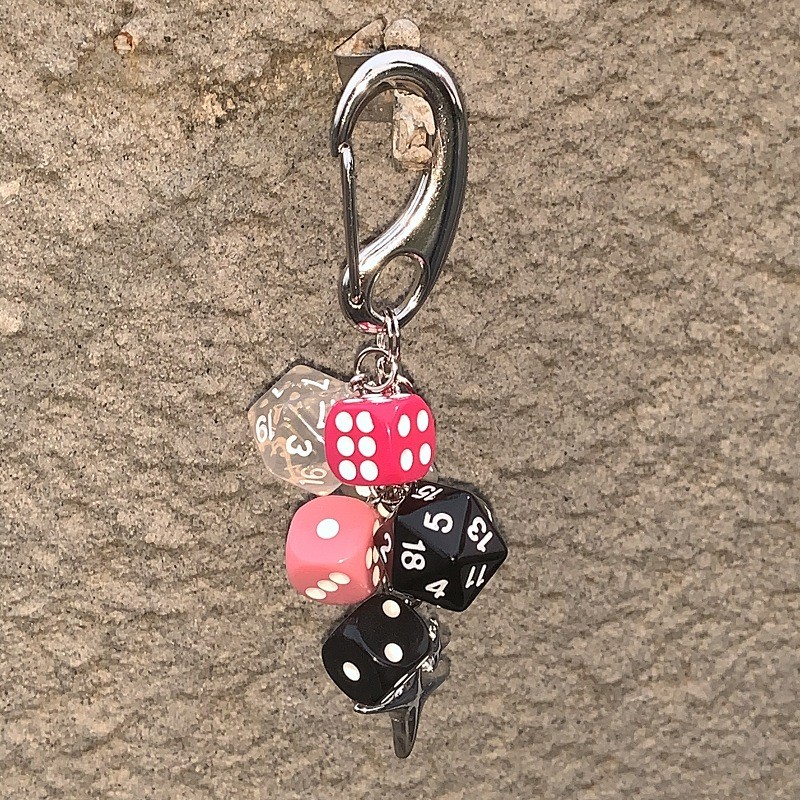 Lucky Dice String Hand-Made สีดําสีชมพู Rose Love สาวหัวใจพวงกุญแจจี้ ...