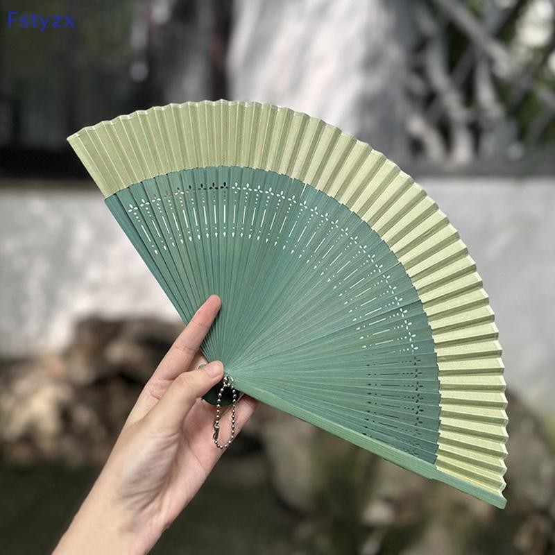 Fstyzx Retro สไตล์จีนพับพัดลมคลาสสิก Shank Hand Held พัดลม Party Props ...