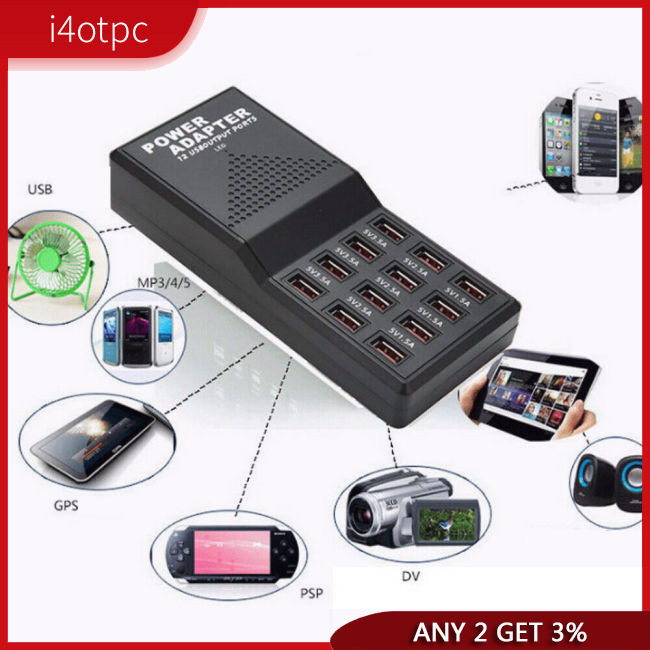 I4otpc 5V 3.5A 2.1A 12Port Multi USB Charger สถานีชาร์จ USB Dock อัจฉริยะ Fast Charger | Shopee ...
