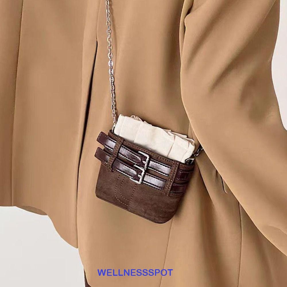 Wellnessspot Mini Messenger กระเป๋า, กระเป๋าสีทึบโซ่โลหะกระเป๋าสะพายข้าง, แฟชั่นทุกการแข่งขัน ...