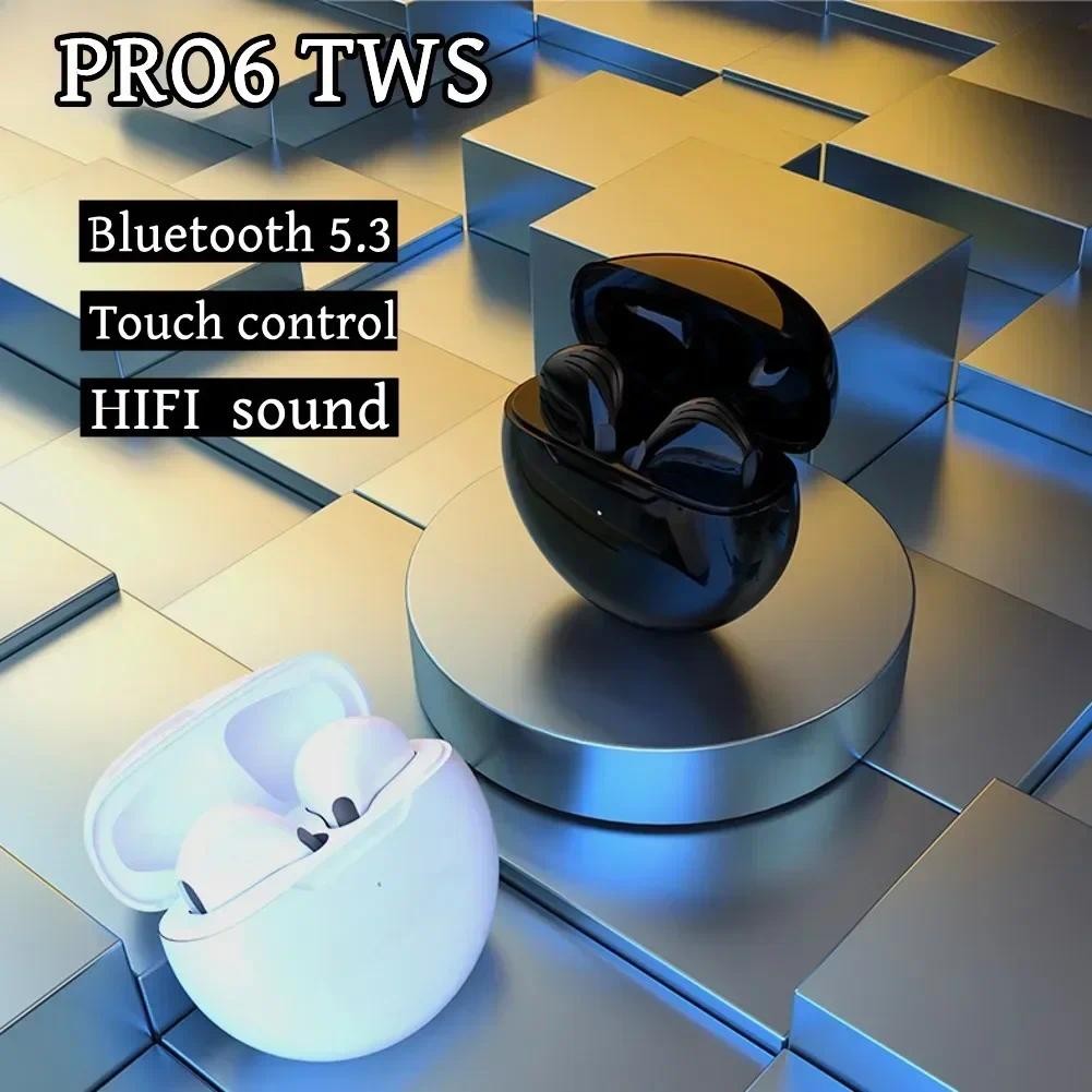 Pro 6 TWS หูฟังไร้สายพร้อมไมโครโฟน Fone หูฟังบลูทูธกีฬาชุดหูฟังสําหรับวิ่งสําหรับ Apple iPhone ...