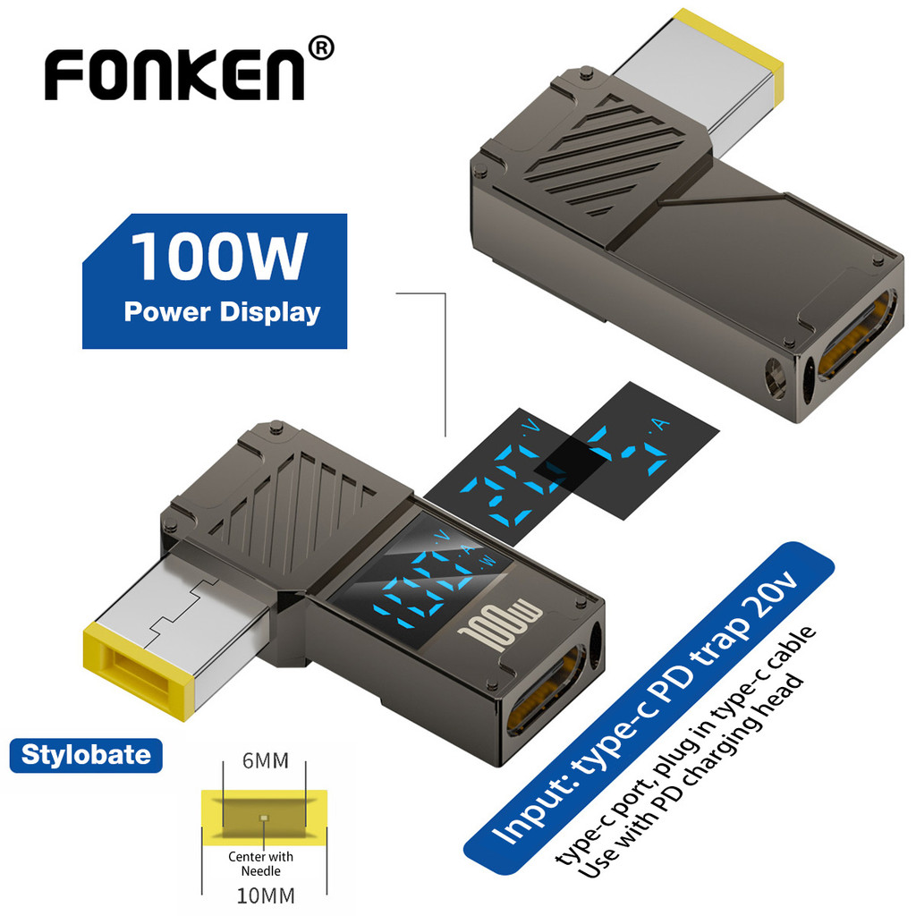 Fonken จอแสดงผลดิจิตอล USB-C เป็น DC Converter PD 100W อัจฉริยะแล็ปท็อป ...