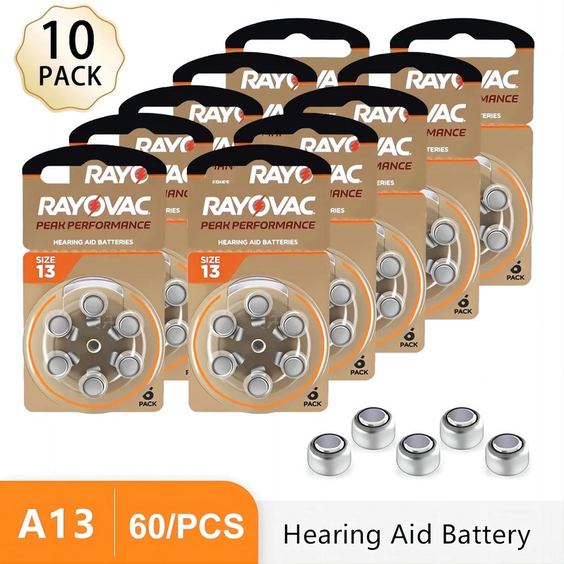 แบตเตอรี่เครื่องช่วยฟัง 60 ชิ้น / 10 ใบ RAYOVAC PEAK 1.45V 13A A13 13 P13 PR48 แบตเตอรี่ซิงค์ ...