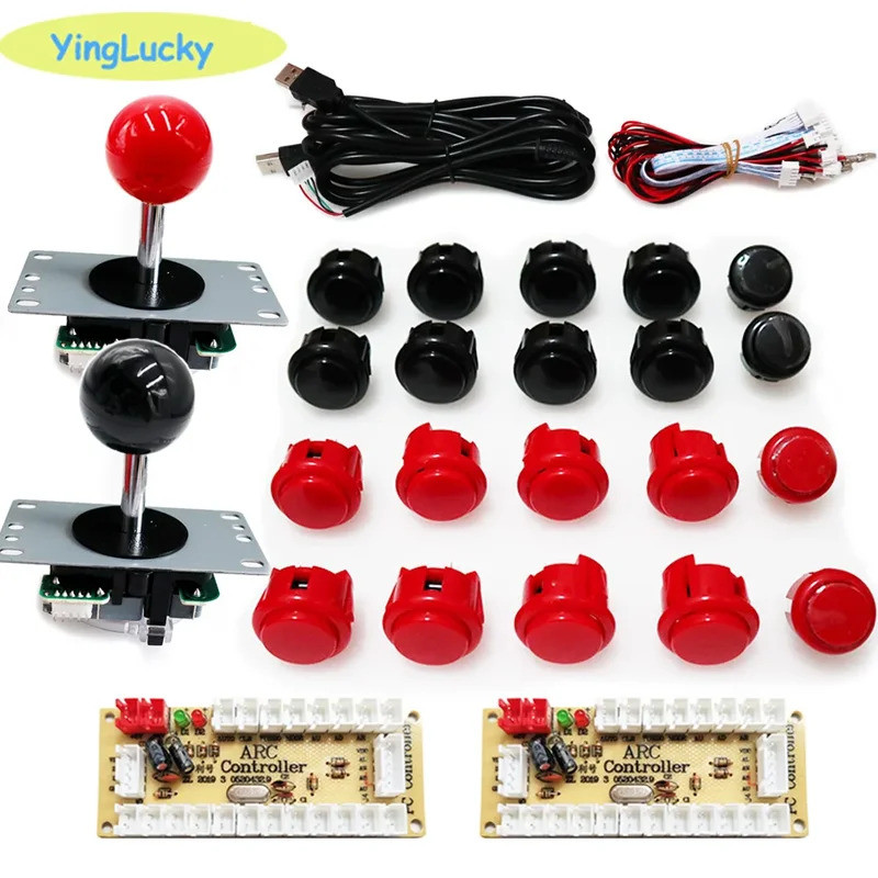 Arcade 2 Player Zero Delay Kit Mando Arcade Usb Encoder To Pc Rasberry Pi SANWA Push Button ...