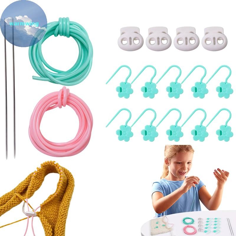 Warmwing 18 ชิ้น/กล่องถัก Stitches ชุด Hollow PVC ถักเส้นด้ายผู้ถือสายไฟและ Stitch Stopper ชุดโ ...