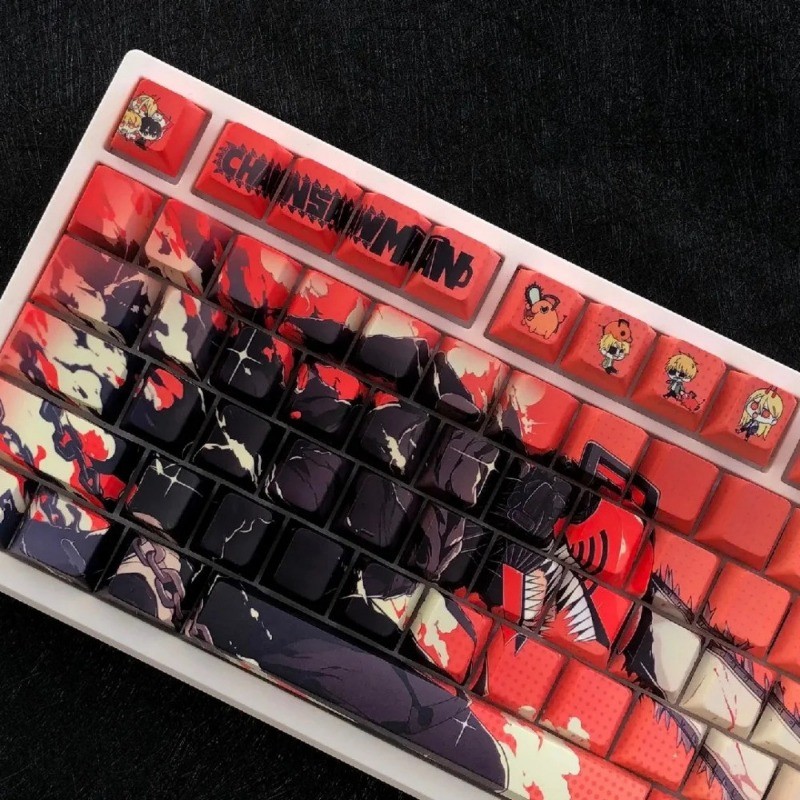 Chainsaw Man Keycap Cherry Profile 70/105/118 คีย์ PBT ห้าด้าน Dye ...