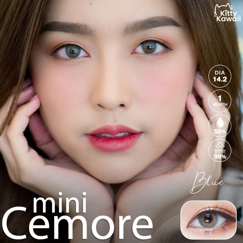 คอนแทคเลนส์(มินิ)🔥Mini Cemore🔥(Kitty Kawaii) สี : Blue / Green รายเดือน มีค่าสายตา | Shopee Thailand