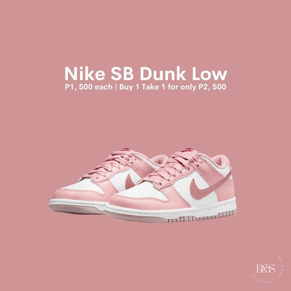 Nike SB Dunk Low GS สีชมพูพาสเทลสีขาวตัดต่ำรองเท้าผ้าใบผู้ชายรองเท้ายาง ...