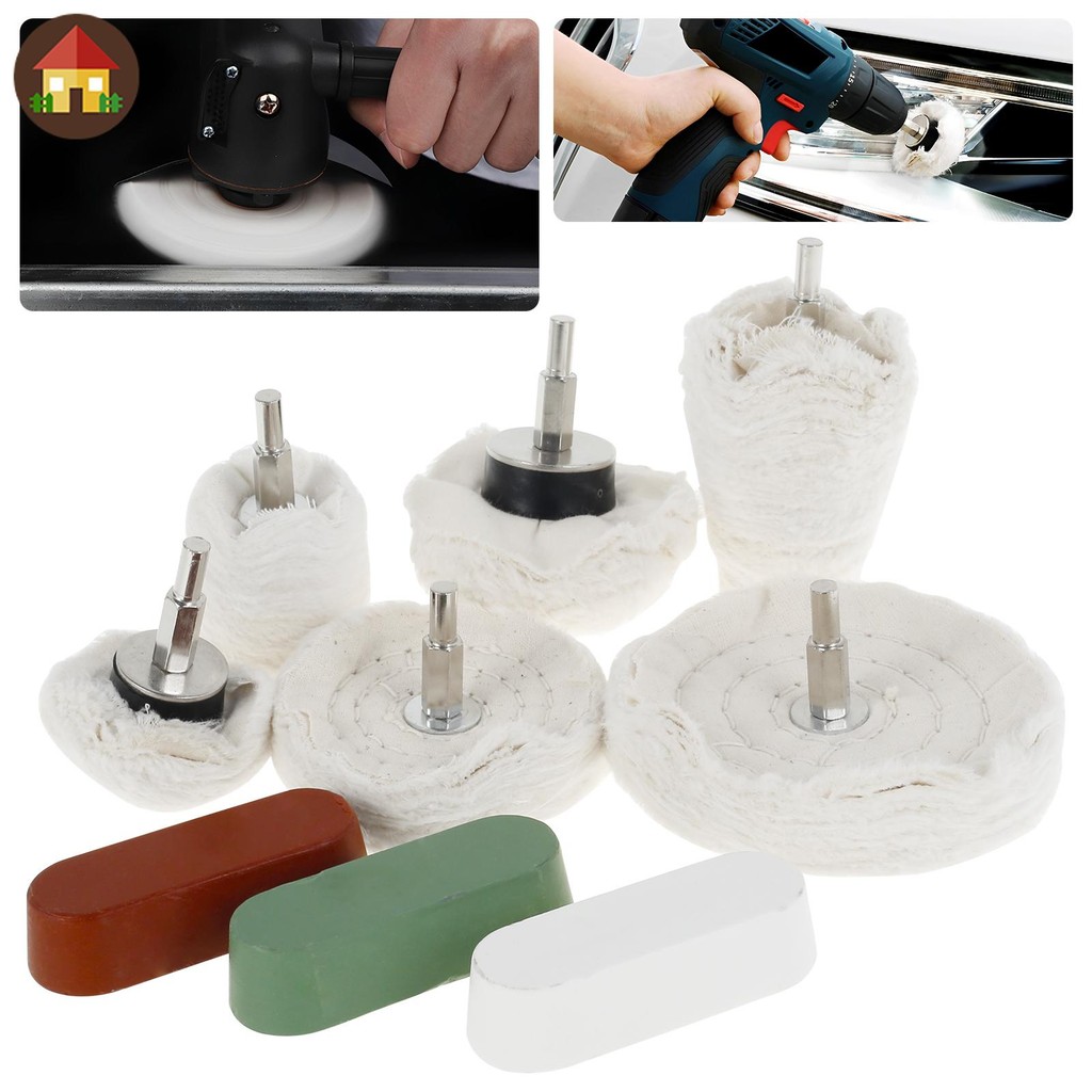 9 ชิ้นเจาะขัดล้อ 3 ขัด Compounds Reusable เจาะ Buffing ล้อ Assortment ...