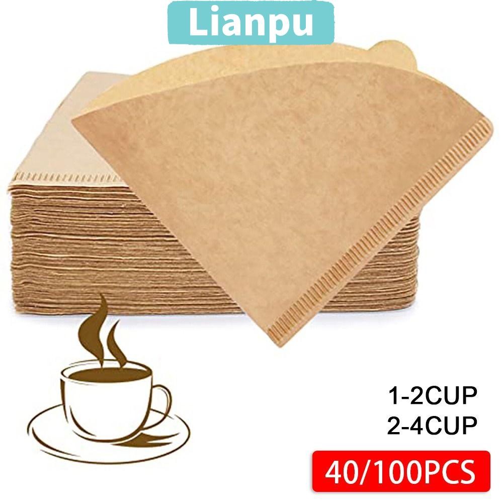 LIANPU 40/100 ชิ้นกระดาษกรองกาแฟ, V-Shape U-Shape เยื่อไม้กาแฟชงด้วยมือ ...