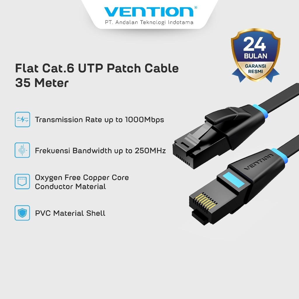 Vention สาย LAN แบน Cat.6 UTP Patch Cable 1000Mbps ยืดหยุ่นและทนทาน ...