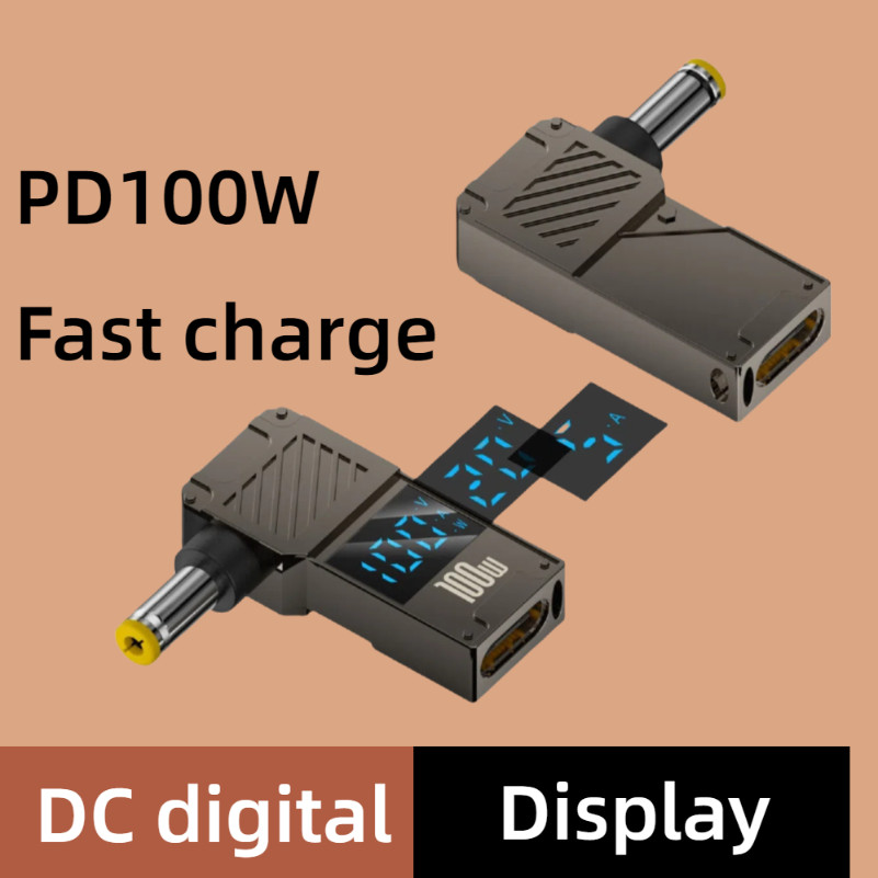 1PCS PD100W Type-C Power Adapter ถึง USB-C DC Connector จอแสดงผลดิจิตอลจอแสดงผล TypeC อะแดปเตอร์ ...