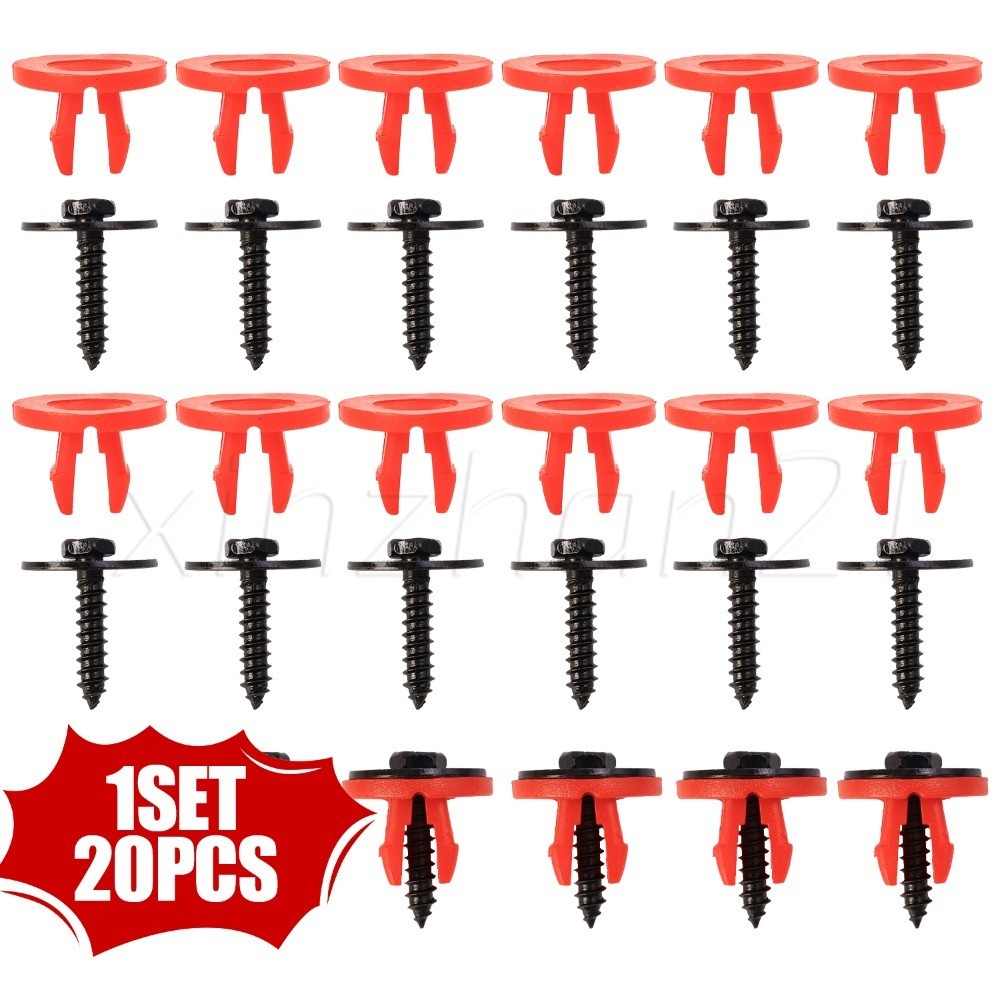 เครื่องยนต์ Undertray Cover Clips สกรูชุด - 20PCS รถเครื่องยนต์ Hood ...
