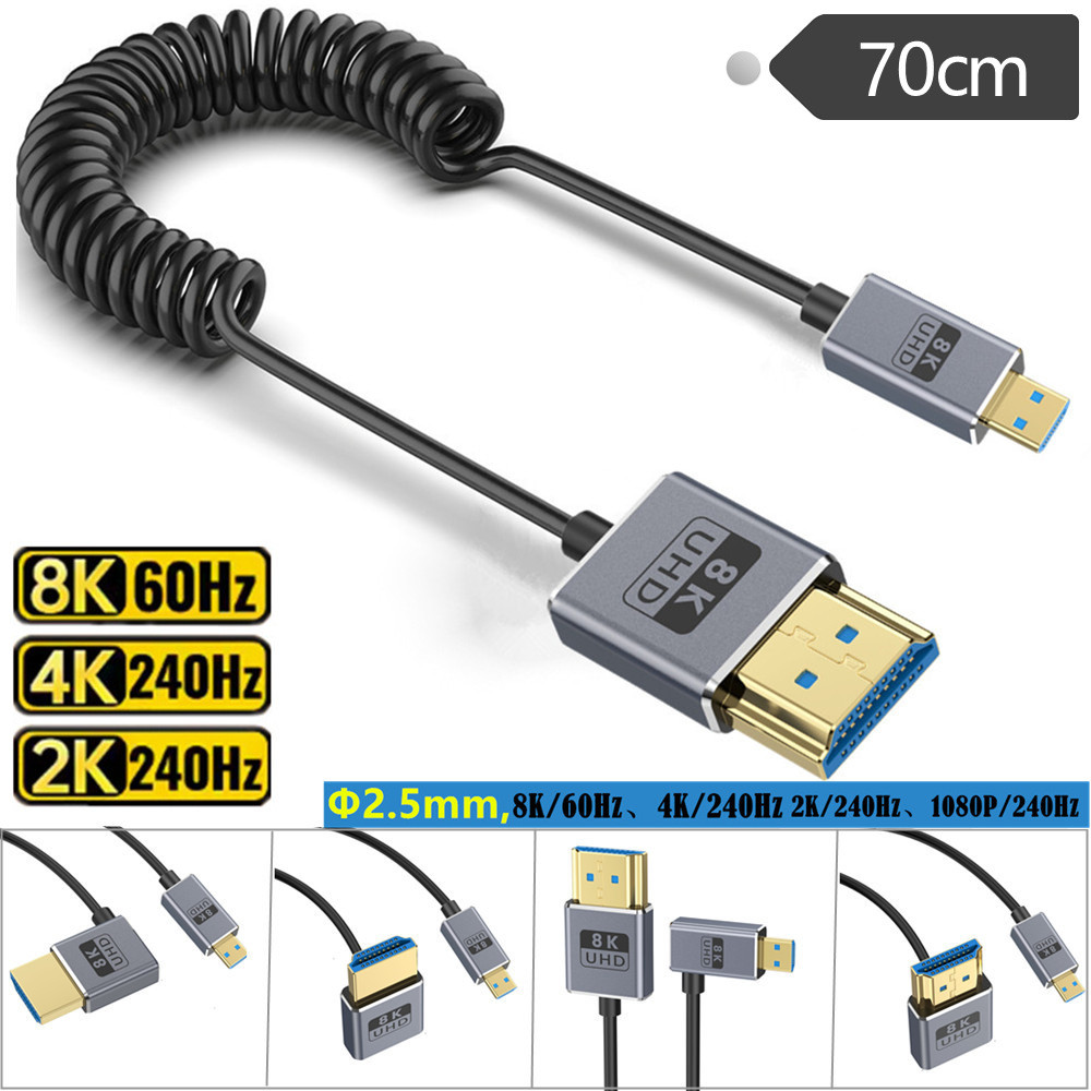 รุ่น 2.1 HDMI HDMI Spring Coaxial Cable Micro HDMI to HDMI Cable เหมาะ ...