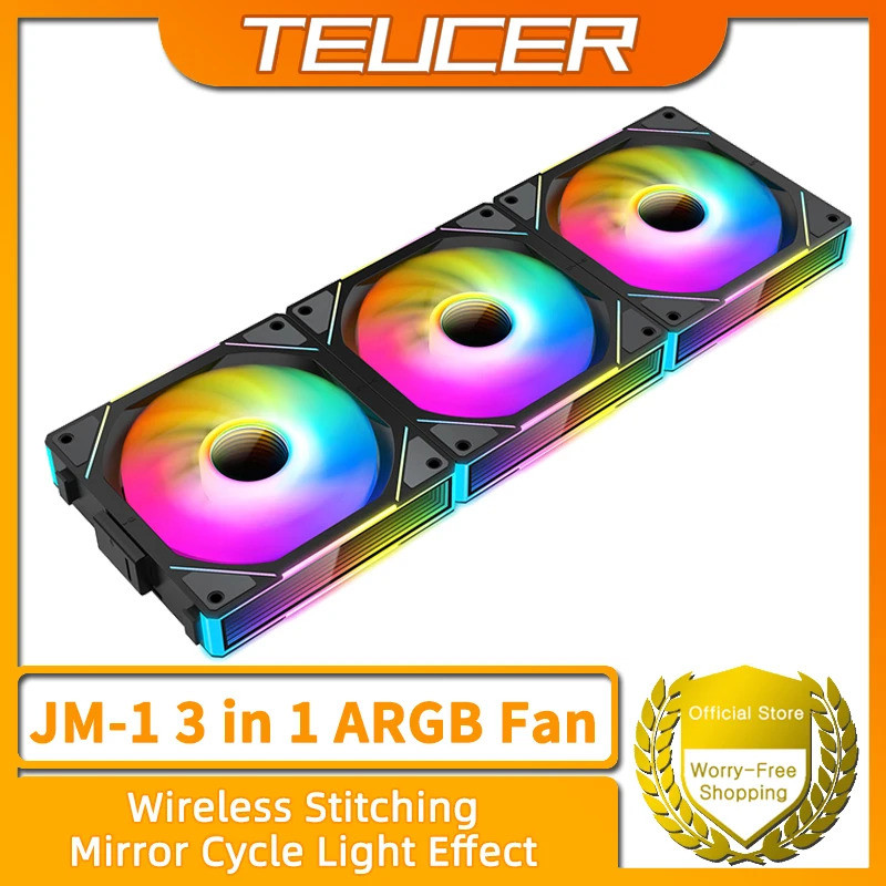 แฟนพัดลมระบายความร้อน PC TEUCER JM-1 ARGB กระจกเงา เอฟเฟกต์แสง 800-2000RPM PWM ระบายความร้อนด้วย ...