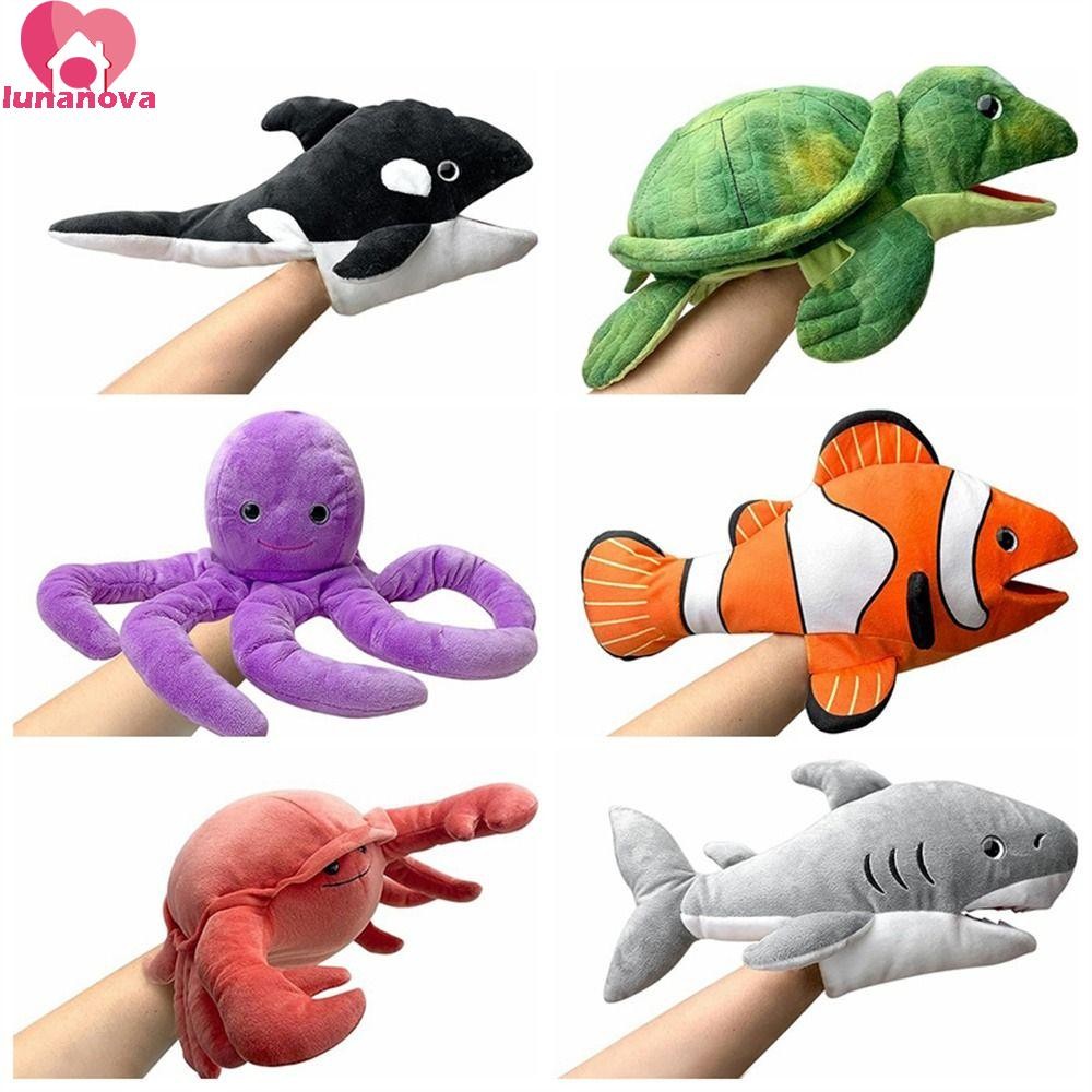 LUNANOVA Sea Animal Puppets, ตุ๊กตาสัตว์เคลื่อนย้ายได้ปากตุ๊กตา Shark ...