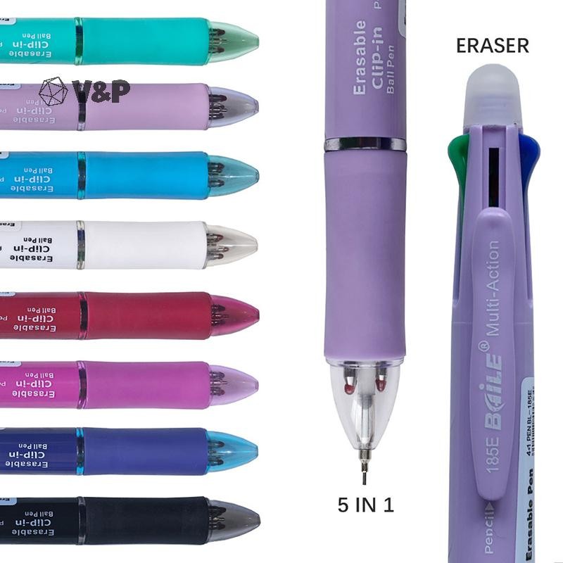 V&P Creative 5 In 1 กด Erasable Neutral ปากกา 0.7 มม.สีฟ้า Blck สีแดงสี ...